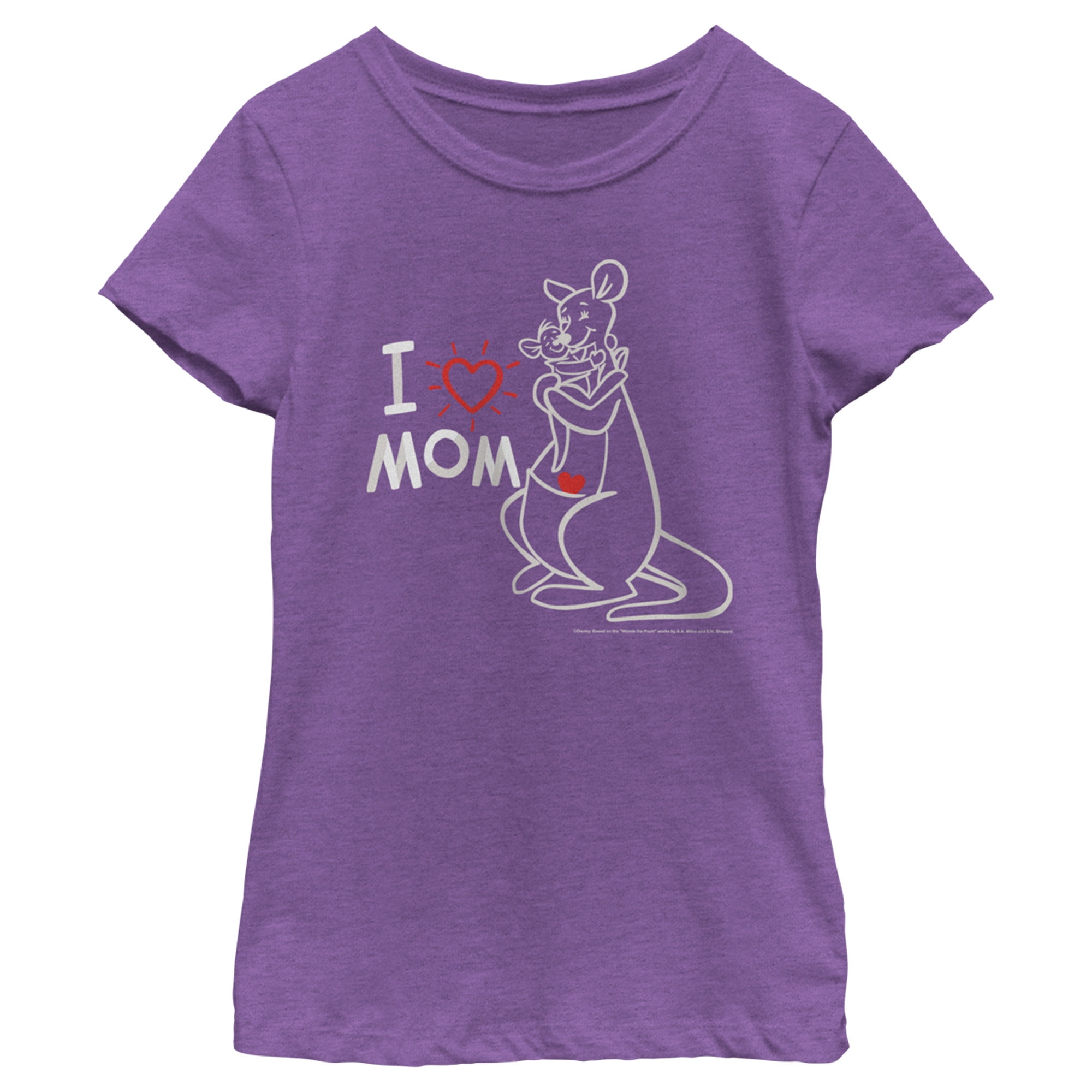 Girl's Winnie the Pooh Kanga and Roo I Love Mom Graphic Tee Purple ...