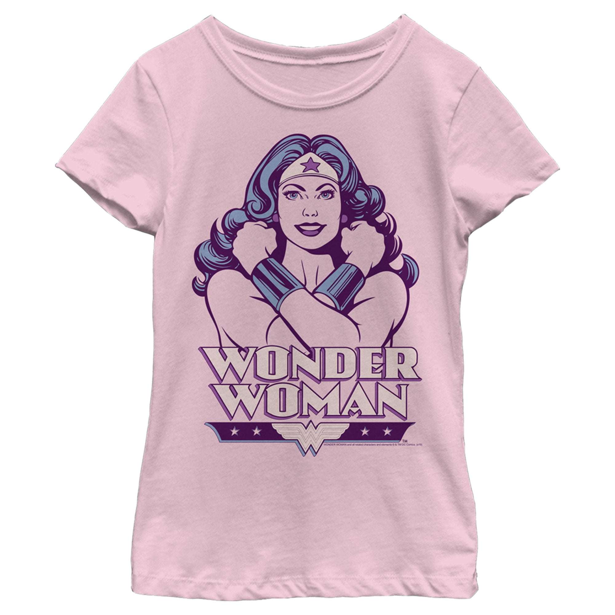 Girl's Wonder Woman Arms Crossed Pose Graphic Tee Light Pink X Large ...