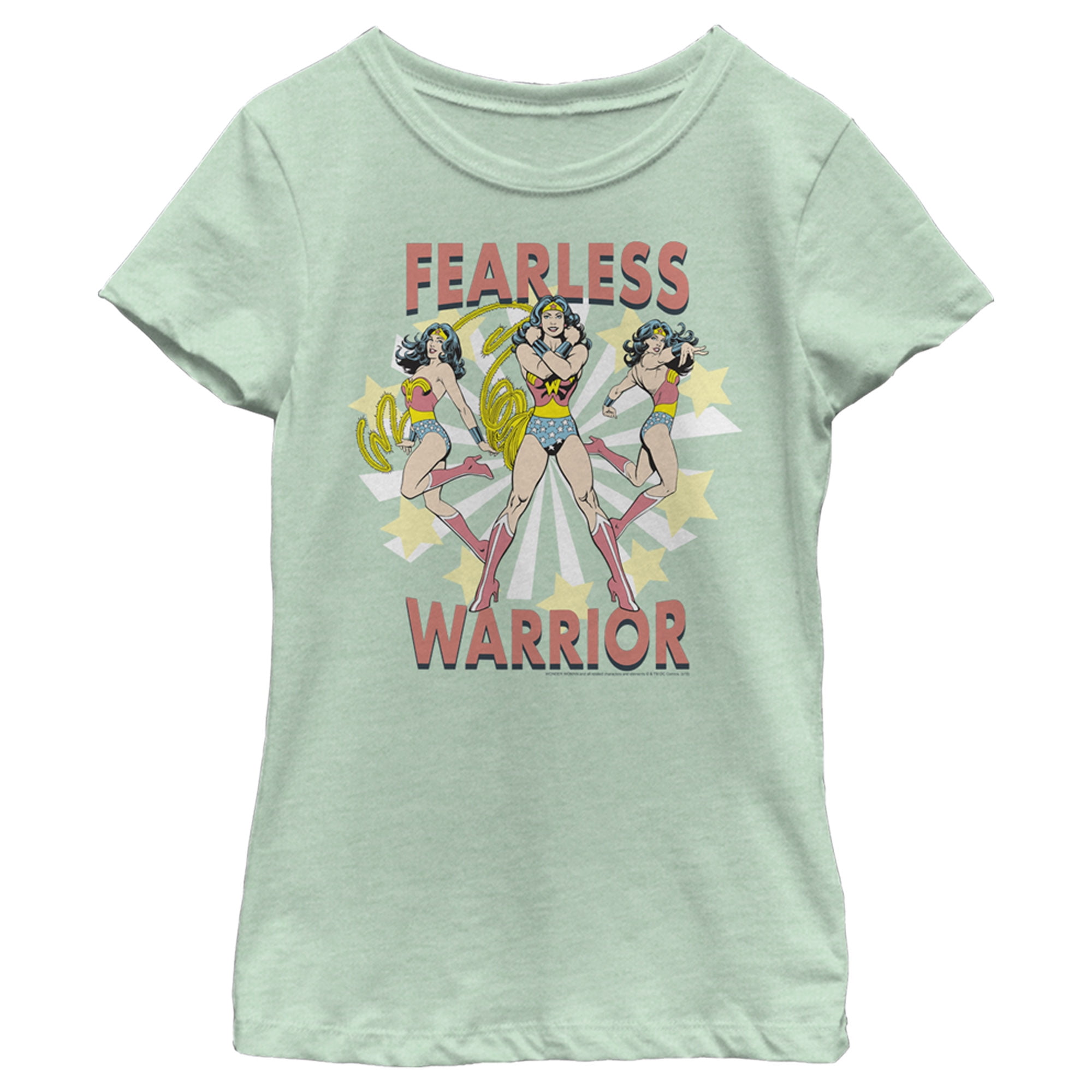 Girl's Wonder Woman Fearless Warrior Graphic Tee Mint Medium - Walmart.com
