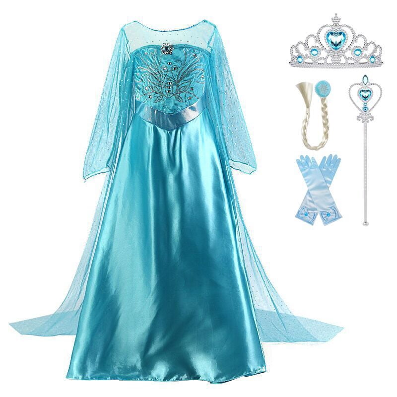 Girl's ice and snow princess dress - long-sleeved princess-style dress ...