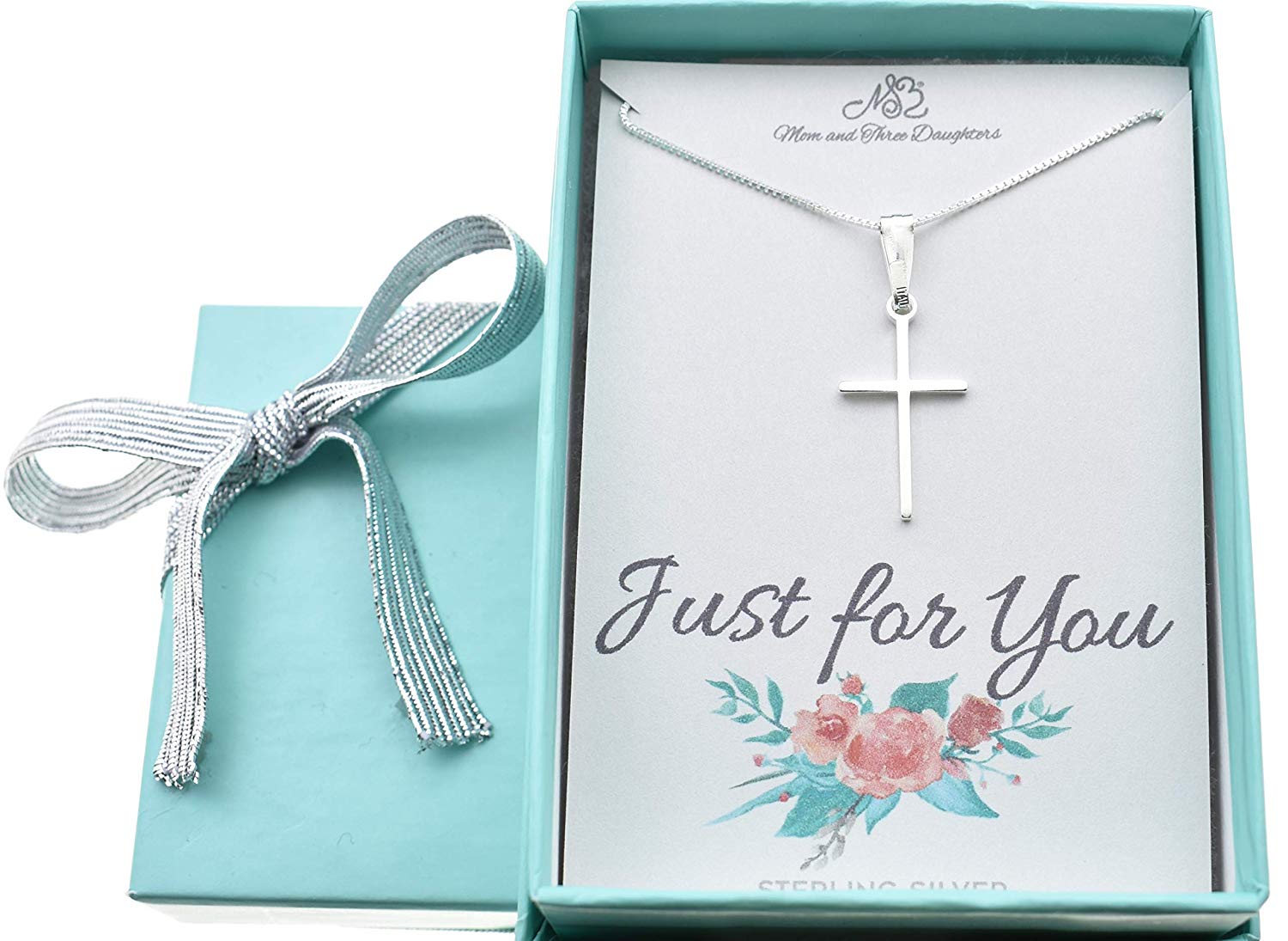 Girl's or Boy's Cross Necklace in Sterling Silver on a 16 inch Box ...