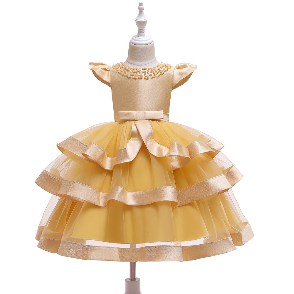 Girl yellow ruffle dress for wedding, pageant, graduation, birthday ...