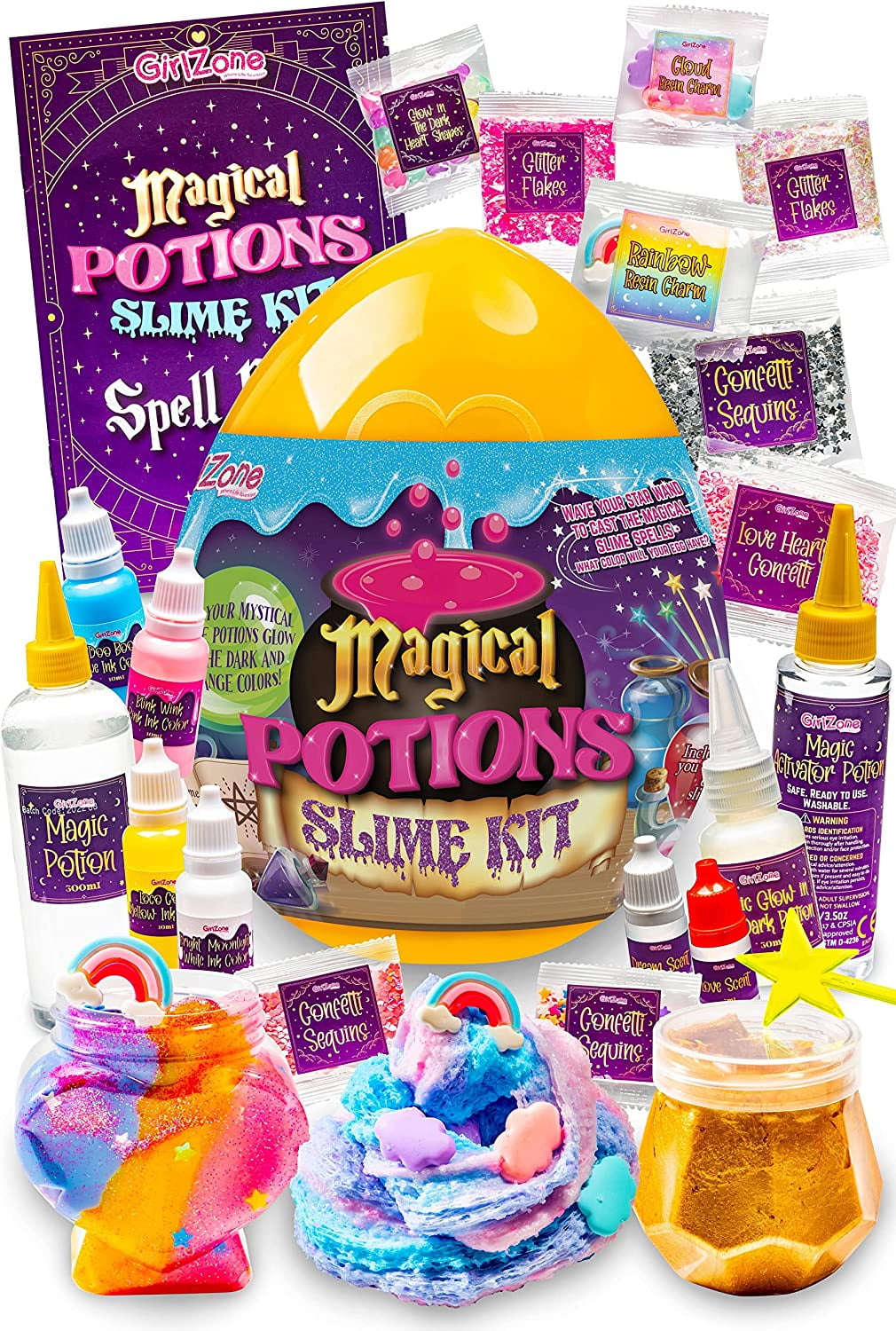 GirlZone Magic Potion Slime Kit for Girls, Spellbinding Slime Making ...