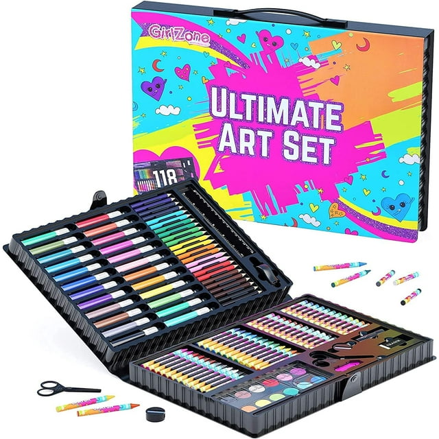 GirlZone Ultimate Art Set for Girls, 118-Piece Awesome Arts and Crafts ...