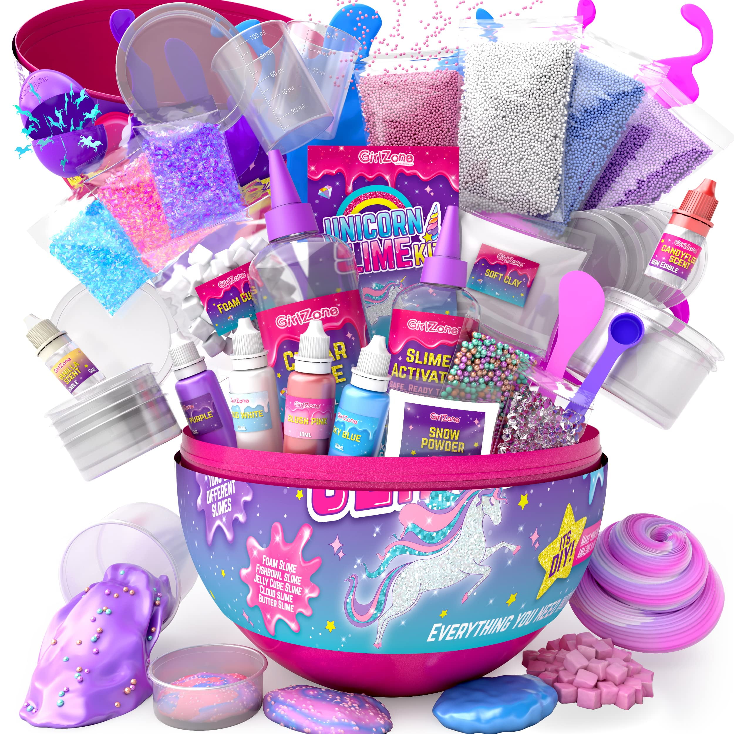 GirlZone Unicorn Egg Sparkly Surprise Slime Kit for Kids, Create Cloud ...