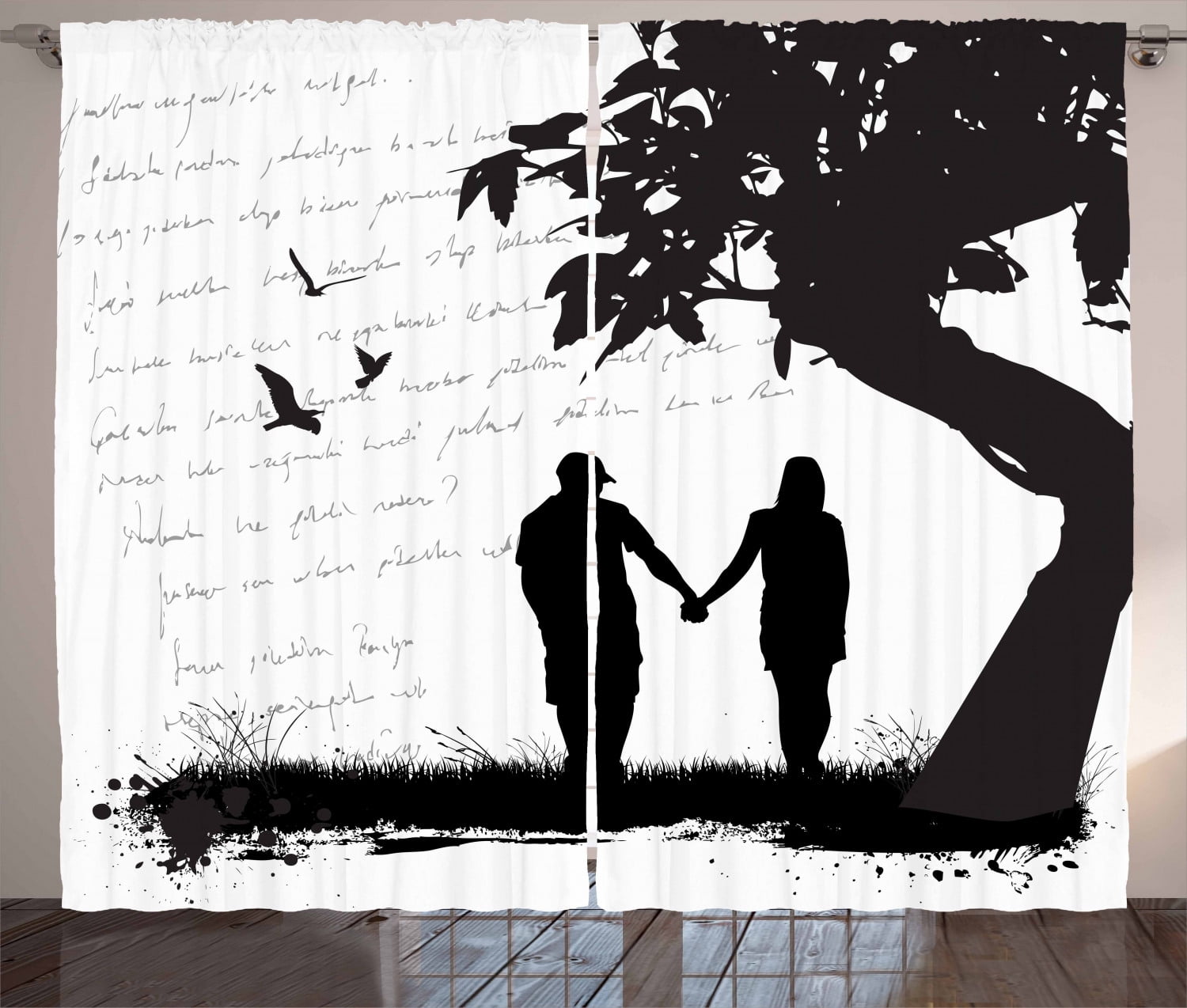 Ambesonne Girlfriend Curtains 2 Panel Set, Couple Romance Theme, 108" x ...