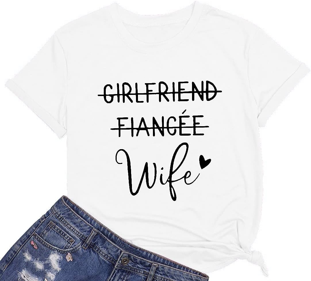 Girlfriend Fiancee Wife Tee Shirt Women Bride Honeymoon Vacation Tshirt ...