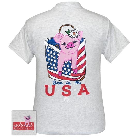 Girlie Girl Originals Preppy Born In USA Pig T Shirt - Walmart.com
