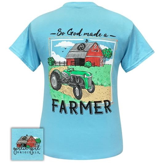 Girlie Girl Originals Preppy God Made A Farmer Tractor T-Shirt ...