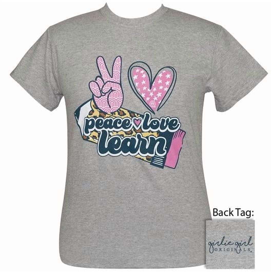 Girlie Girl Originals Preppy Peace Love Learn T Shirt - Walmart.com