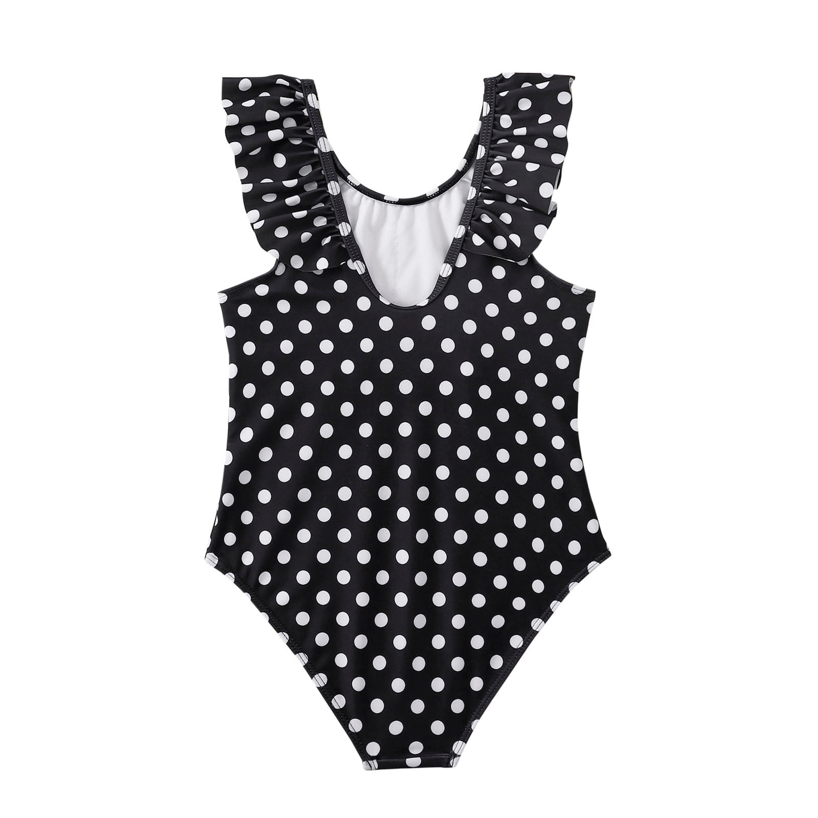 Girls 1-Piece Swimsuit Ruffles Outfits Hollow Bikini Dot Print Ruffle ...