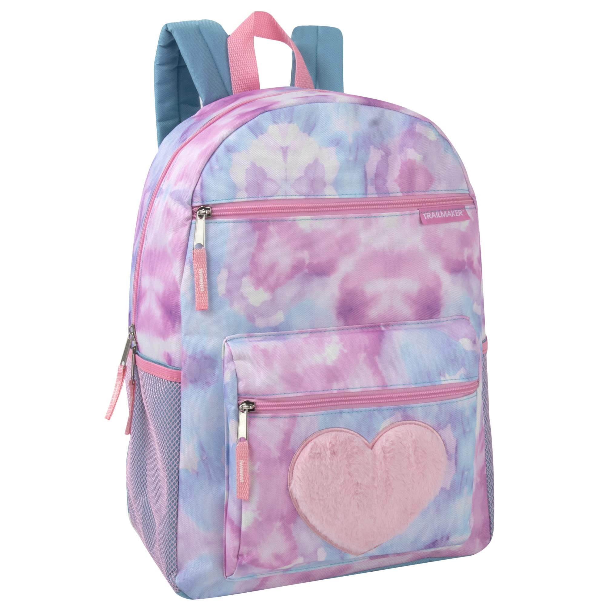 Trail Maker 17 Inch Colorful Tie Dye Plush Heart Backpack with Multi ...