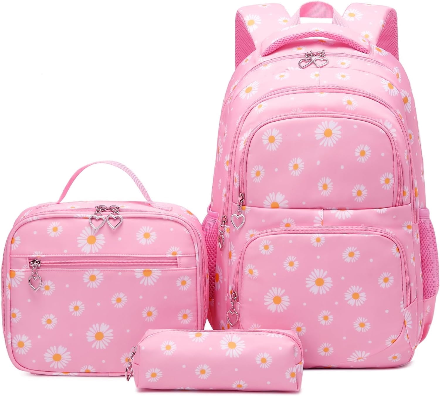 17"L 3 in 1 Girls School Backpack with Lunch Bag, Pencil Case ...
