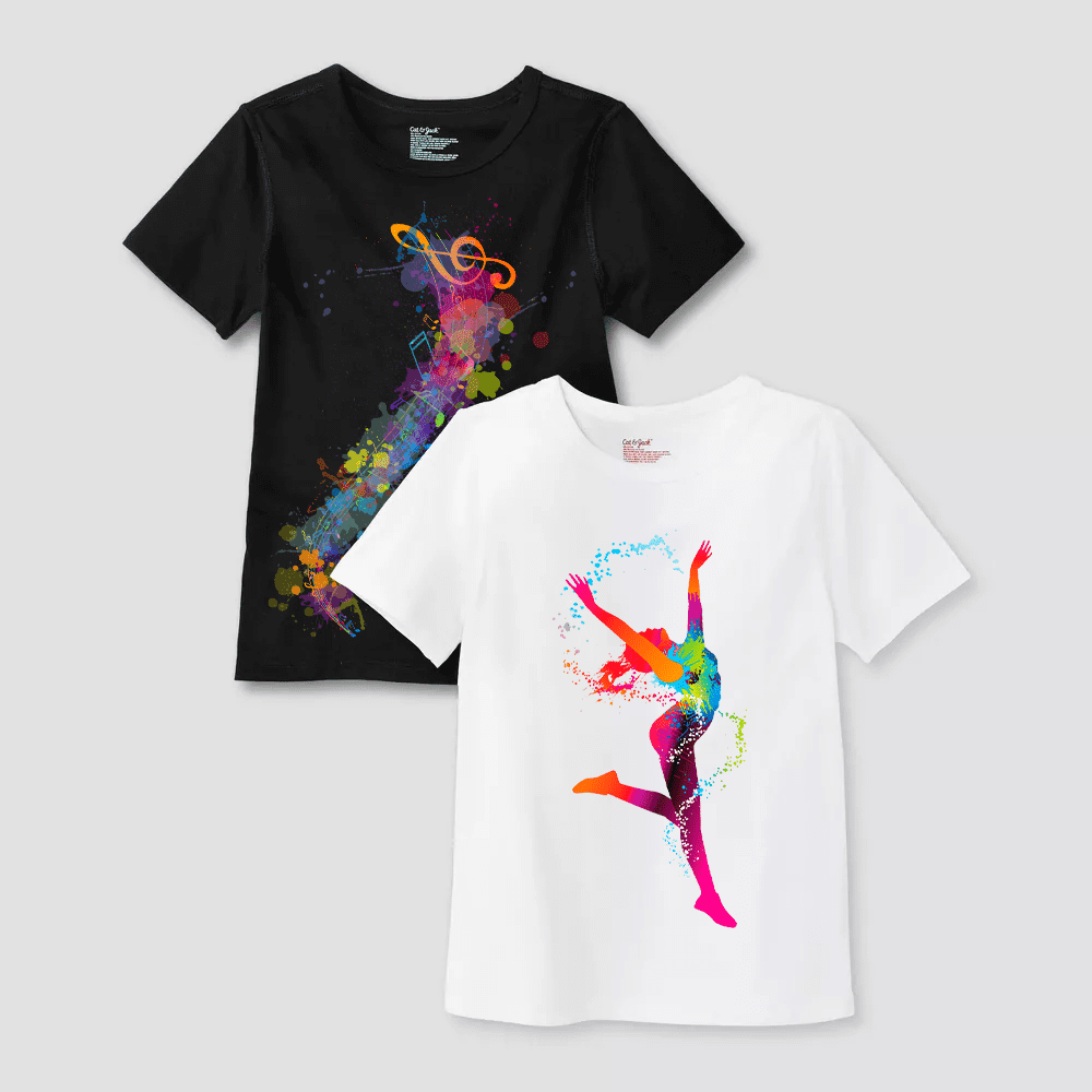 Girls 2-Pack Short Sleeve Melody Dance Graphic T-Shirt Size 6-7 ...
