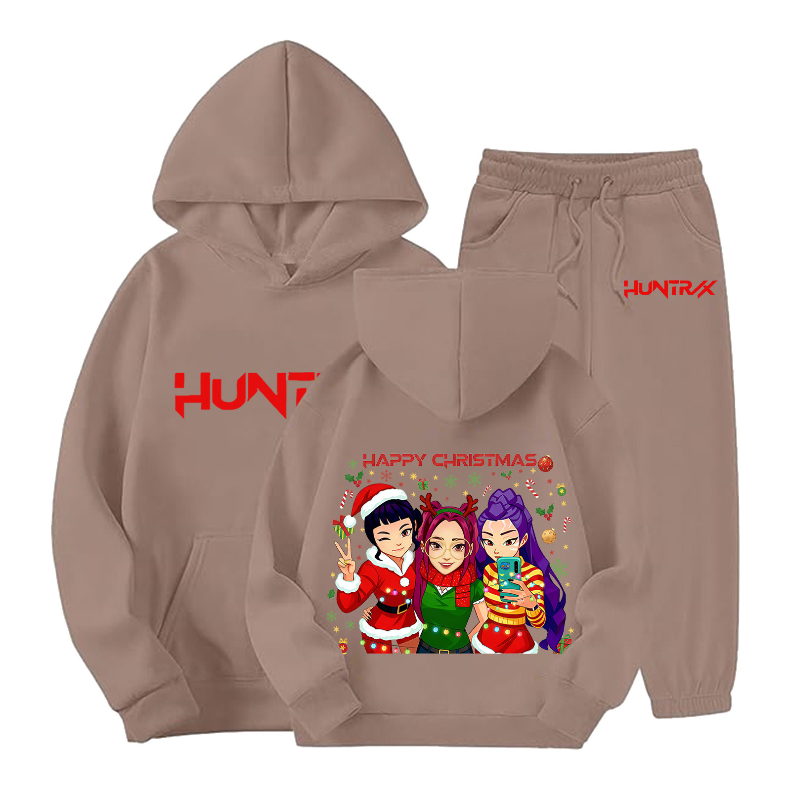 Girls 2-Piece Christmas Tracksuit Fleece Set, Winter Warm Pullover ...