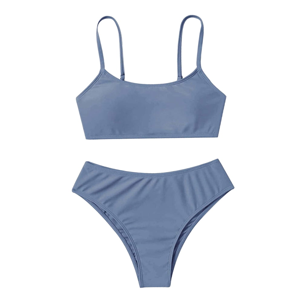 Girls 2 Piece High Waisted Bikini Sets Kid Spaghetti Strap Swimsuit ...