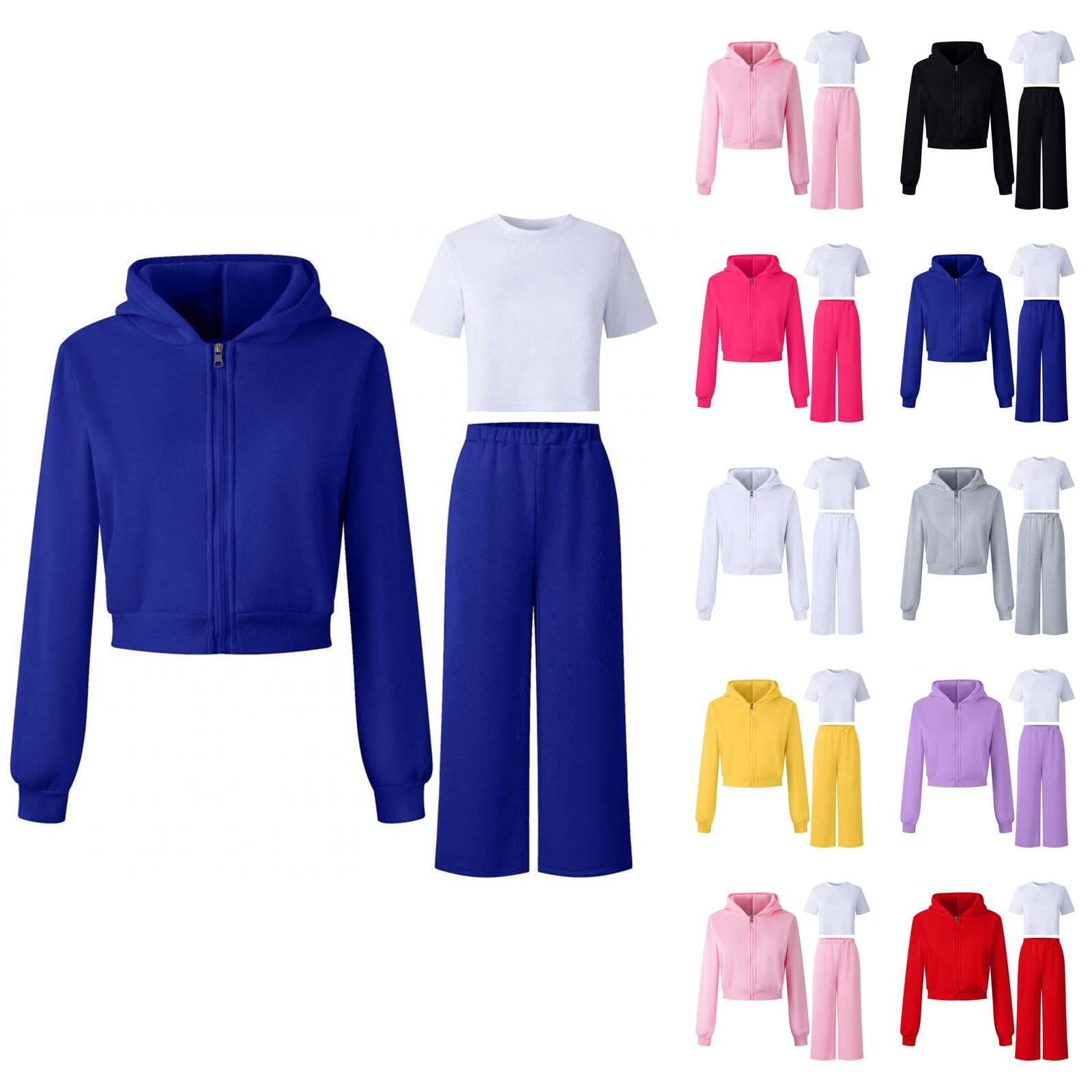 Girls 2 Piece Hooded Tracksuit Soft Comfy Athletic Outfit With Long ...