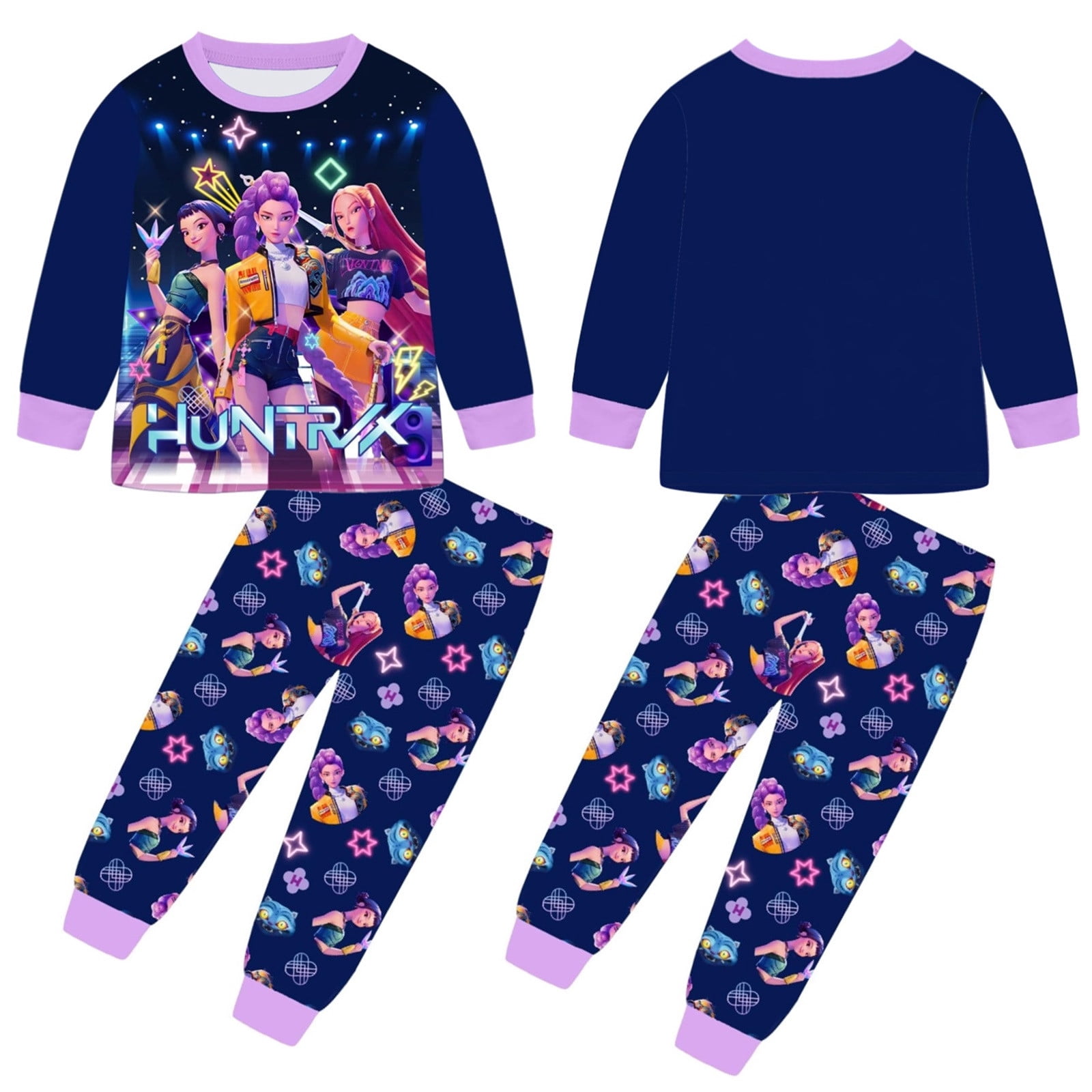 Girls 2-Piece Kids Outfit Set Long Sleeve Top and Pants Combo Childrens ...