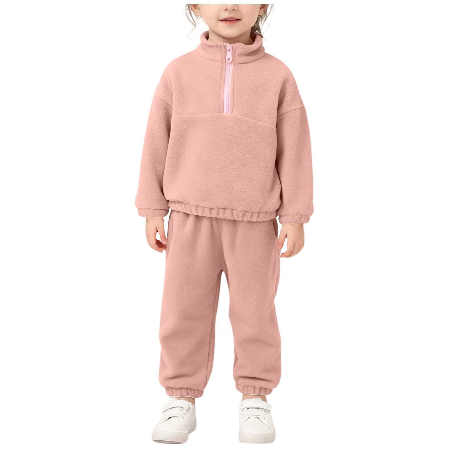 Girls 2 Piece Outfits Half Zip Long Sleeve Polar Fleece Sweatshirts ...