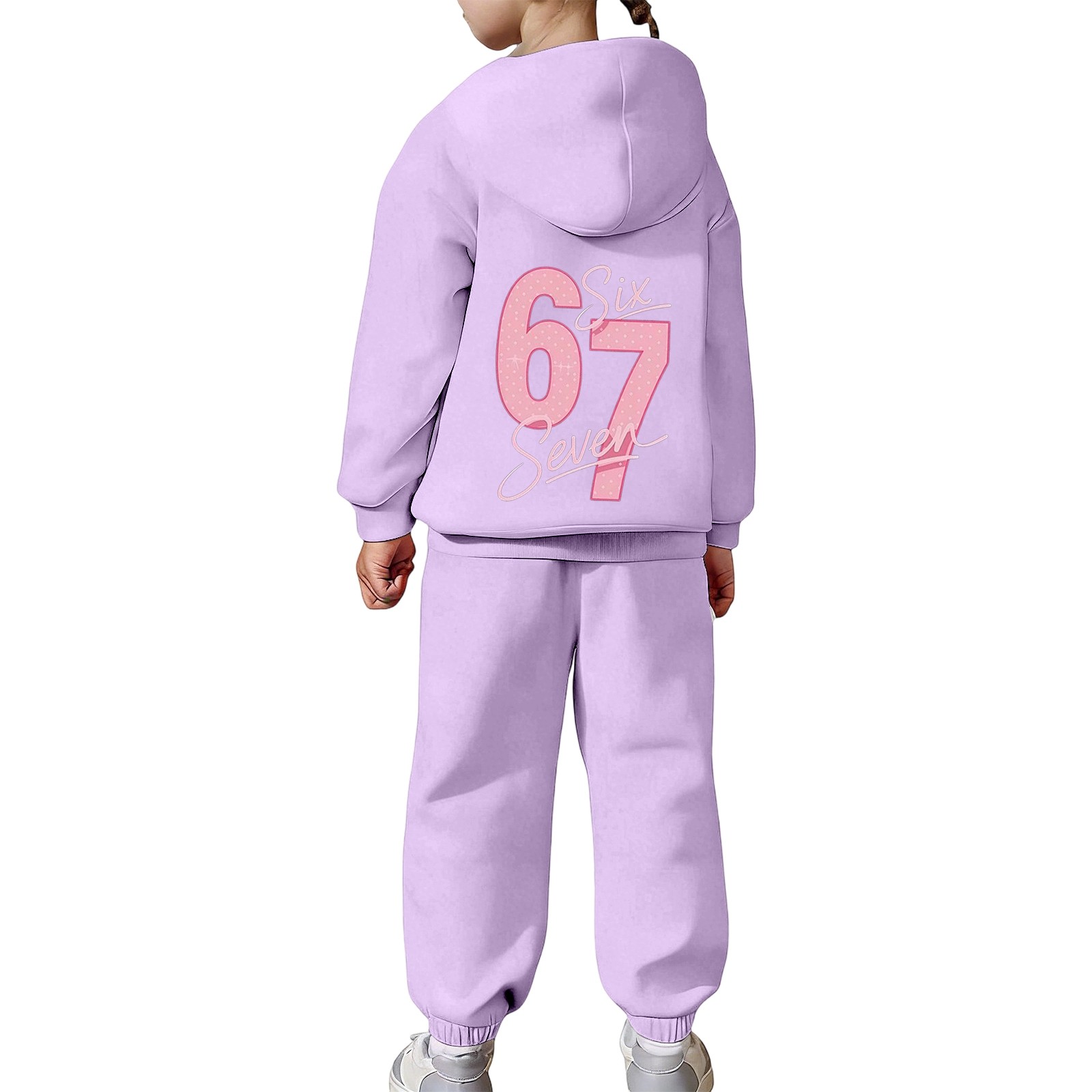 Girls 2 Piece Outfits Hoodie 67 Print Sweatsuit Sets Oversized 6 7 ...
