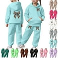 Girls 2 Piece Outfits Leopard Bow Graphic Print Hoodie Sweatpants Set ...