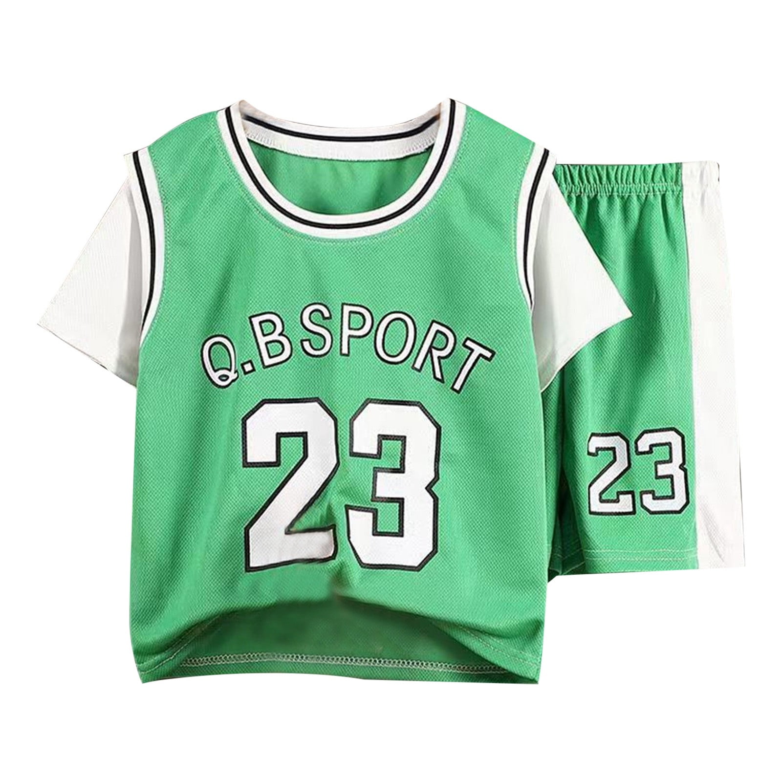 Girls' 2 Piece Outfits T Shirt Tops with Shorts Basketball Set Kids ...