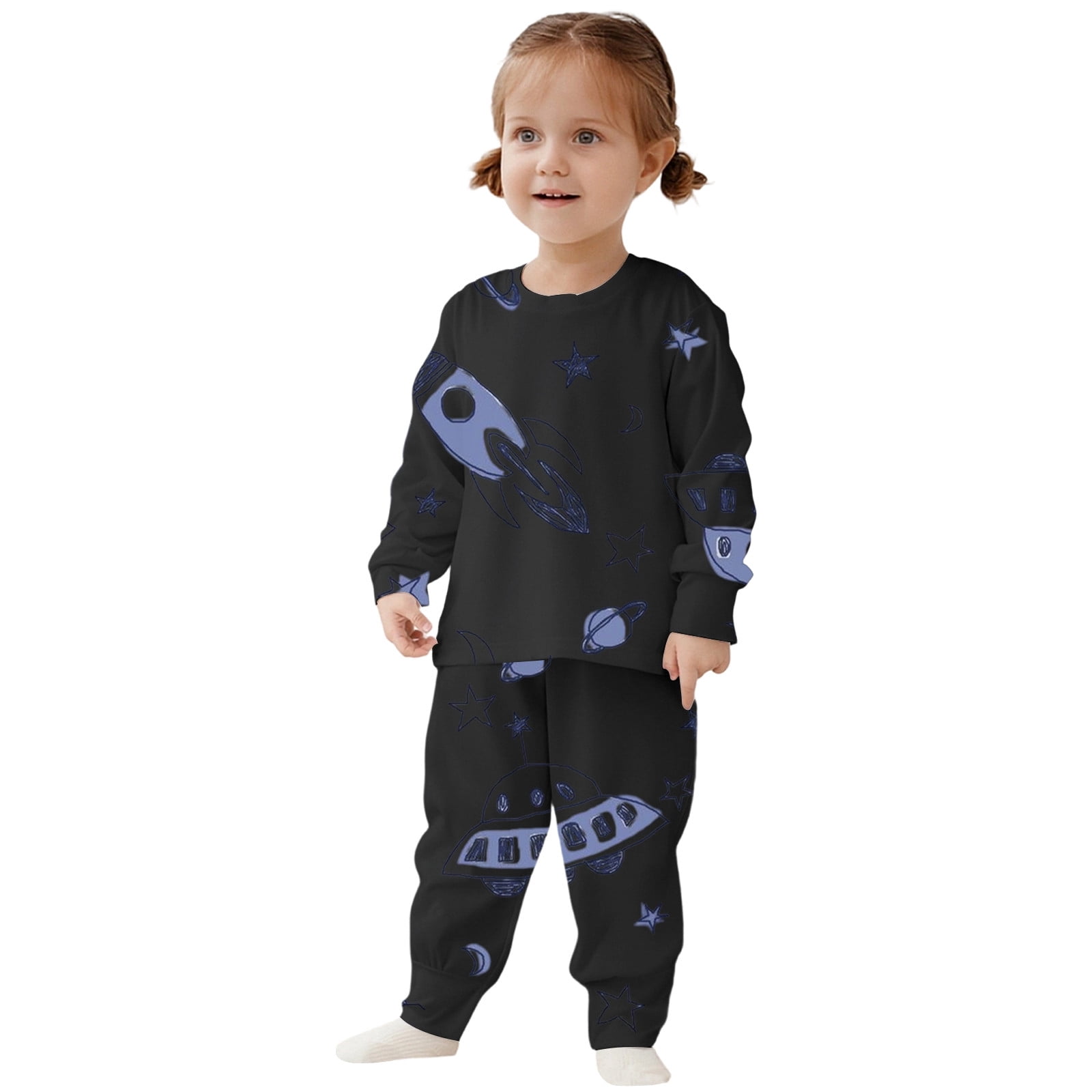 Girls 2 Piece Pajama Set Cute Printed Long Sleeve Sleepwear Top And ...