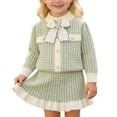 Girls 2 Piece Set Tweed Jacket Knit Cardigan and Skirt with Ruffle Trim ...