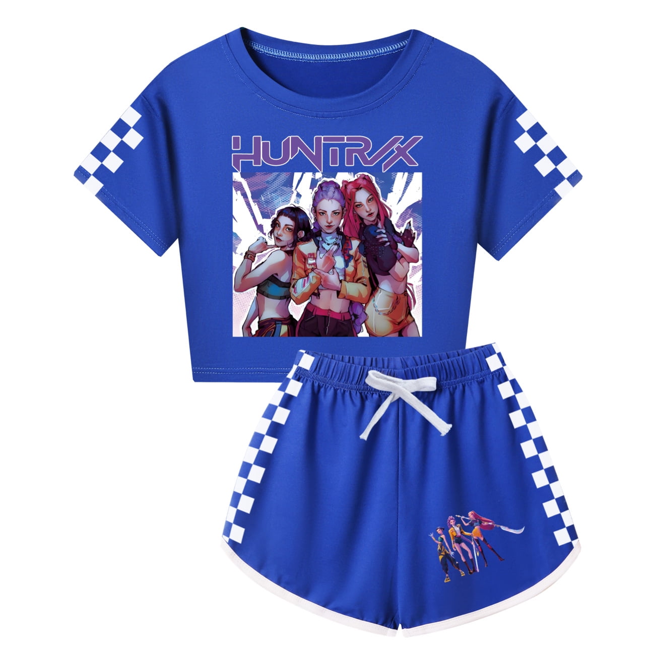 Girls 2-Piece Summer Outfit,Crop Top with KPOP Demon Hunters Print and ...