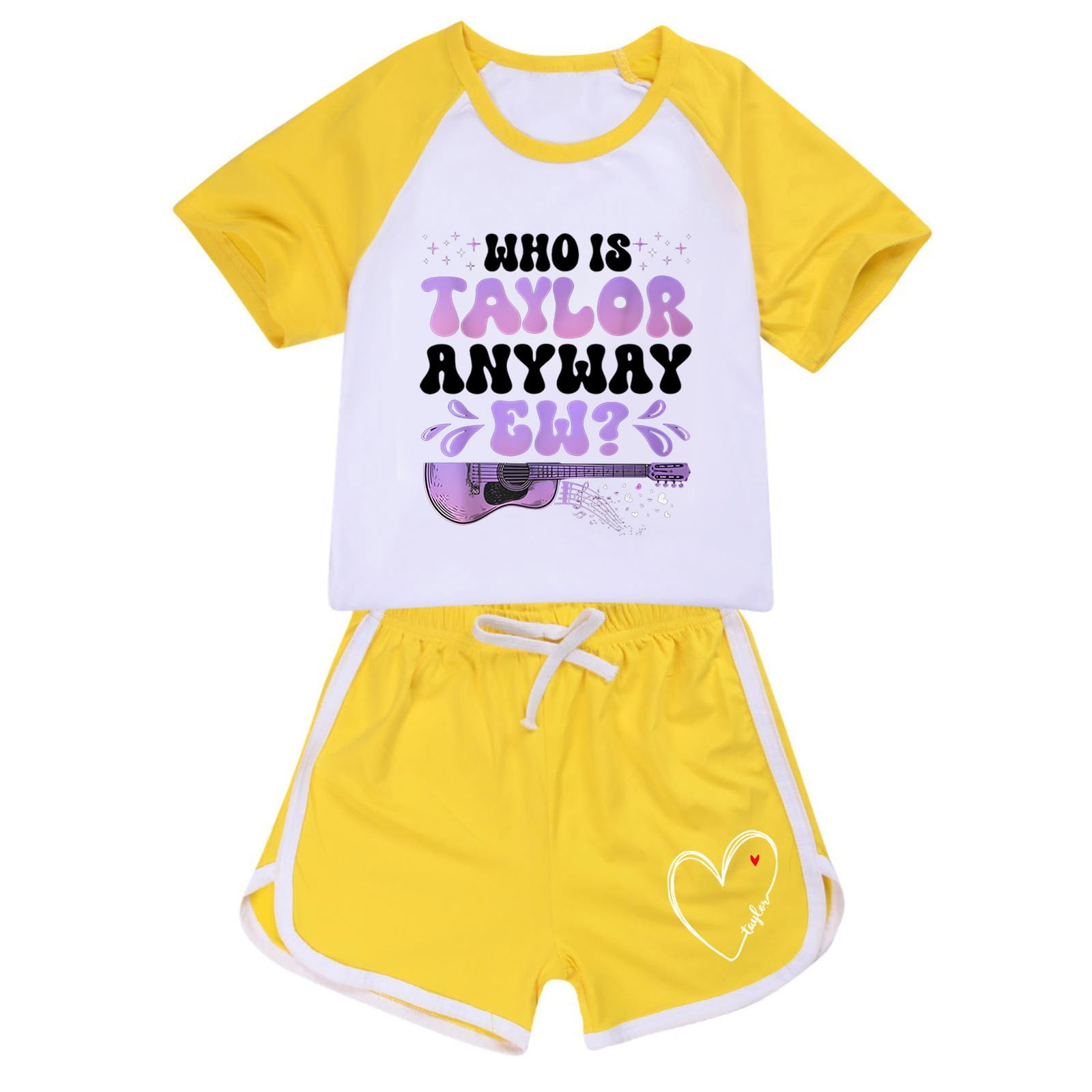 Girls 2 Piece Summer Outfits Short Sleeve Tops and Elastic Waist Casual ...