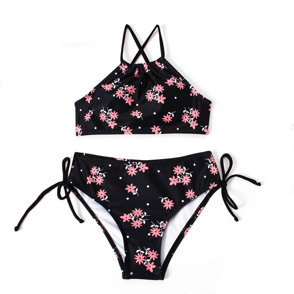 Girls 2-Piece Swimsuit Halter Tankini Set Beach Sport Bathing Suit ...