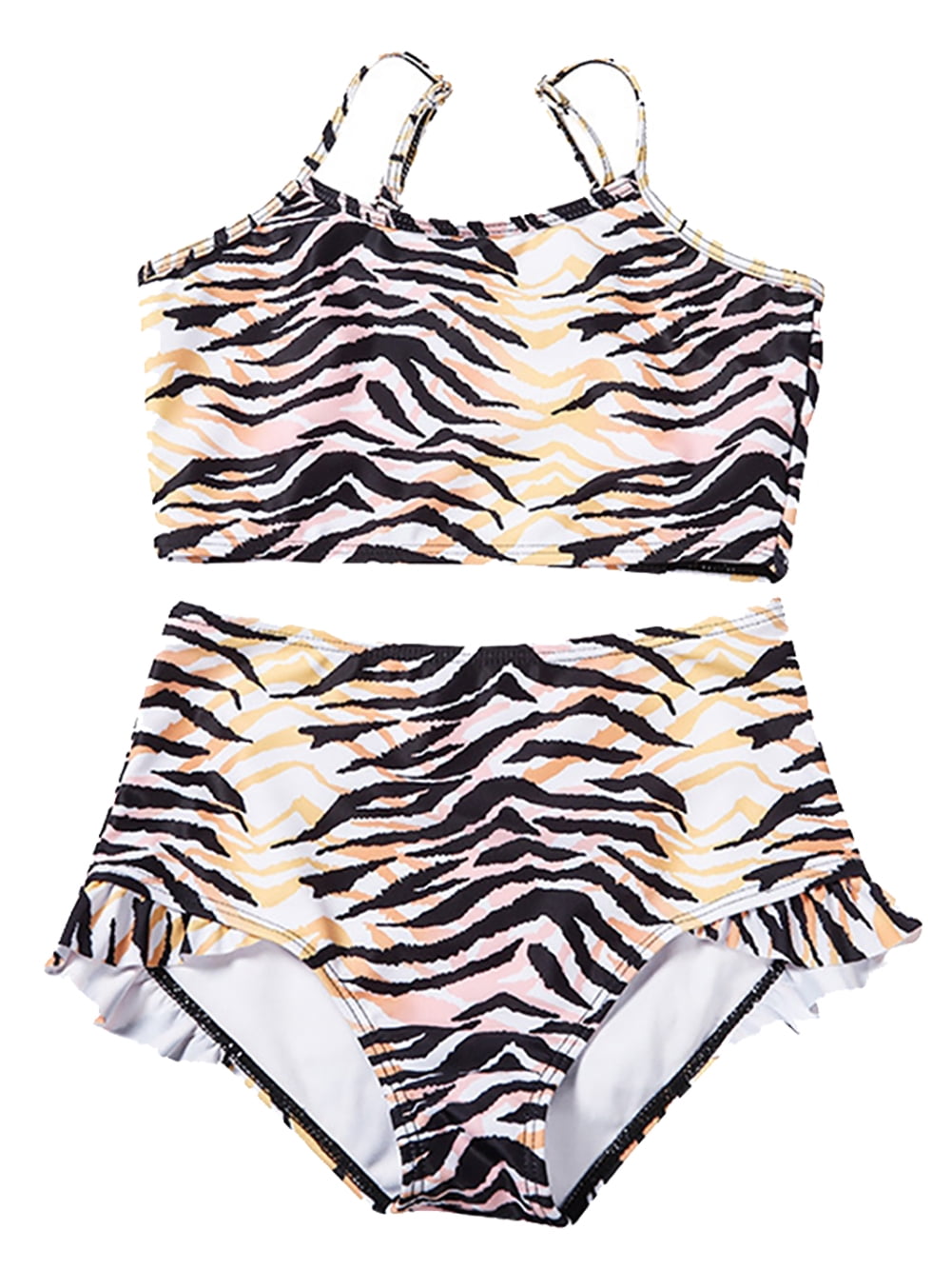 Girls 2 Piece Swimsuit Leopard Print and Sling Quick Dry Bathing Suit ...
