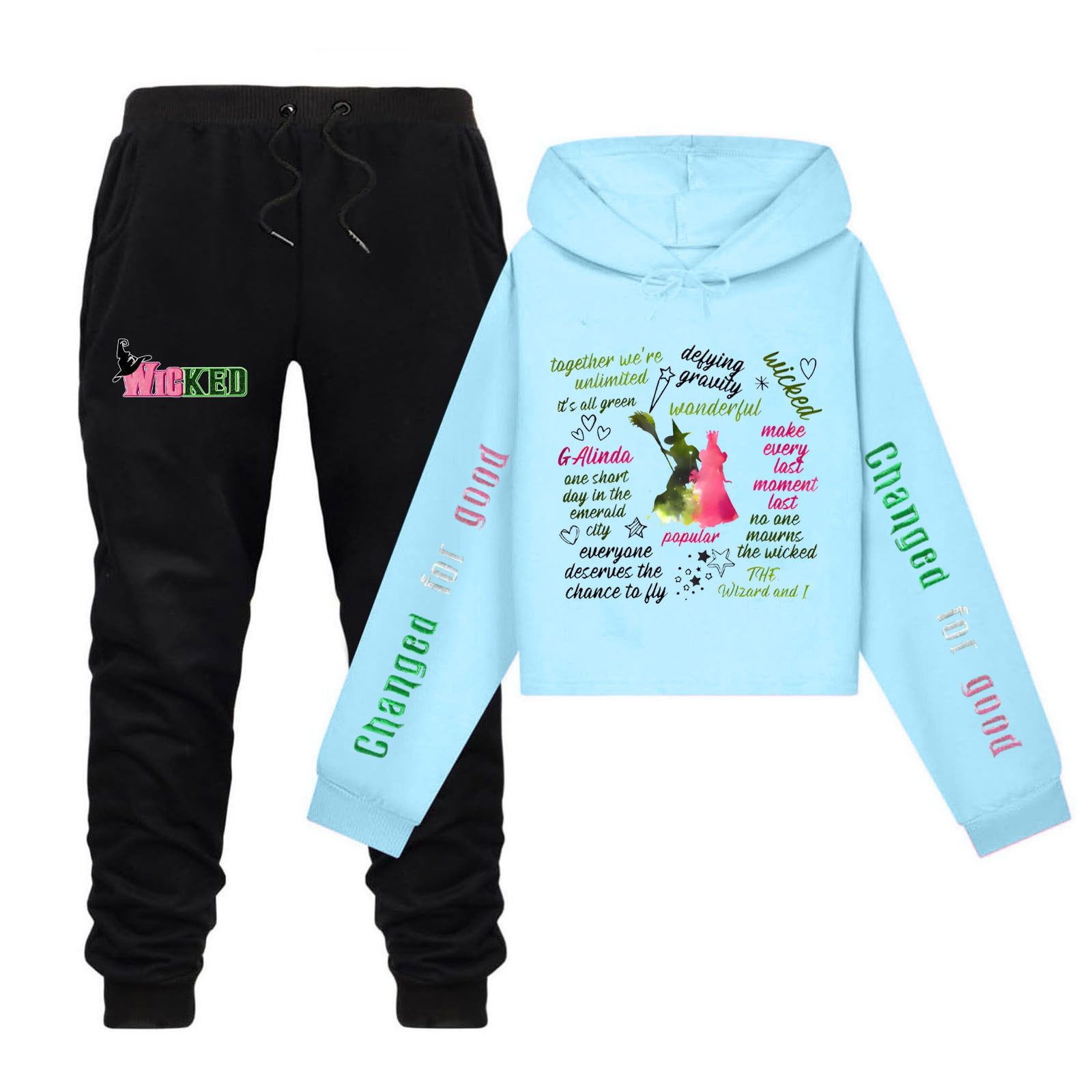 Girls 2-Piece Wicked Hoodie Set with Jogger Pants Tracksuit for Kids ...