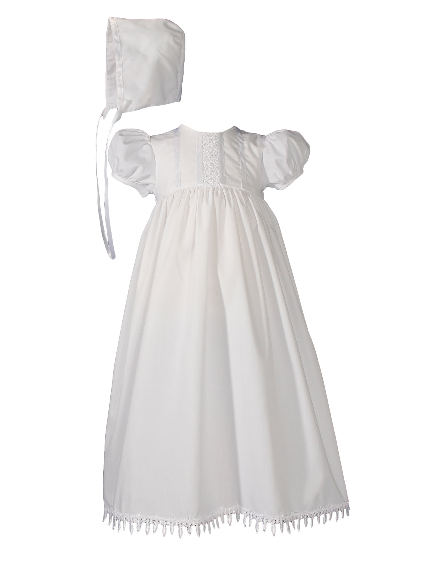 Girls 24" Poly Cotton Teardrop Lace Christening Baptism Gown with ...