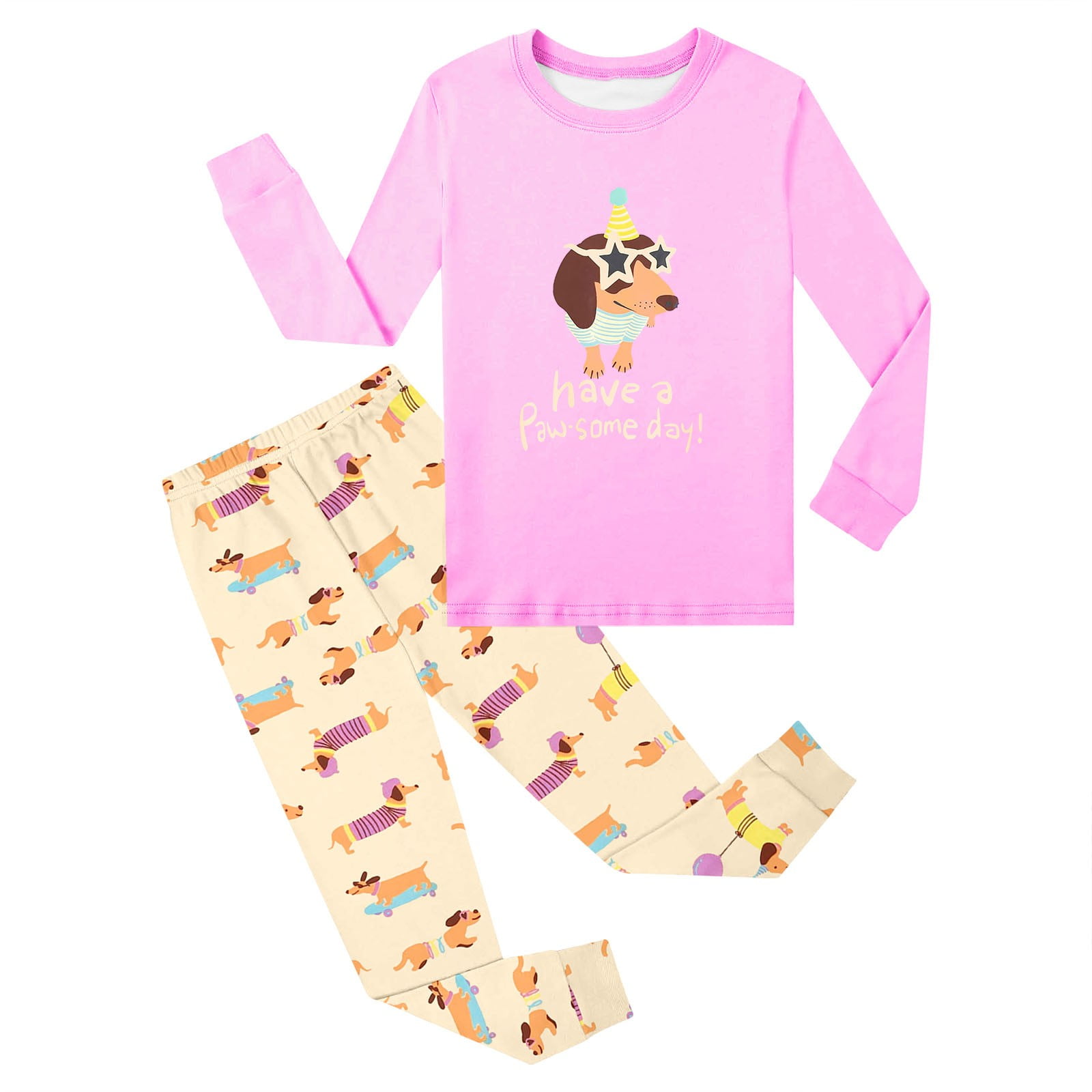 Girls 2PC Outfits Sets for Kids Little Baby Knit Pajama Long Sleeve ...