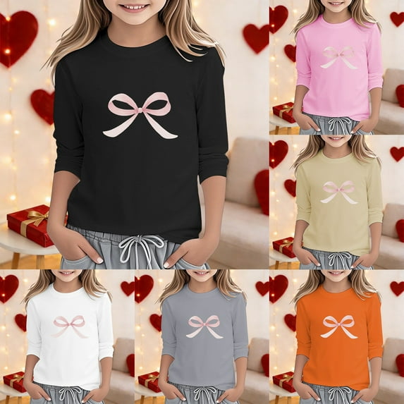 Girls 3/4 Sleeve Crew Neck Graphic T Shirts Casual Soft Blend Tee ...