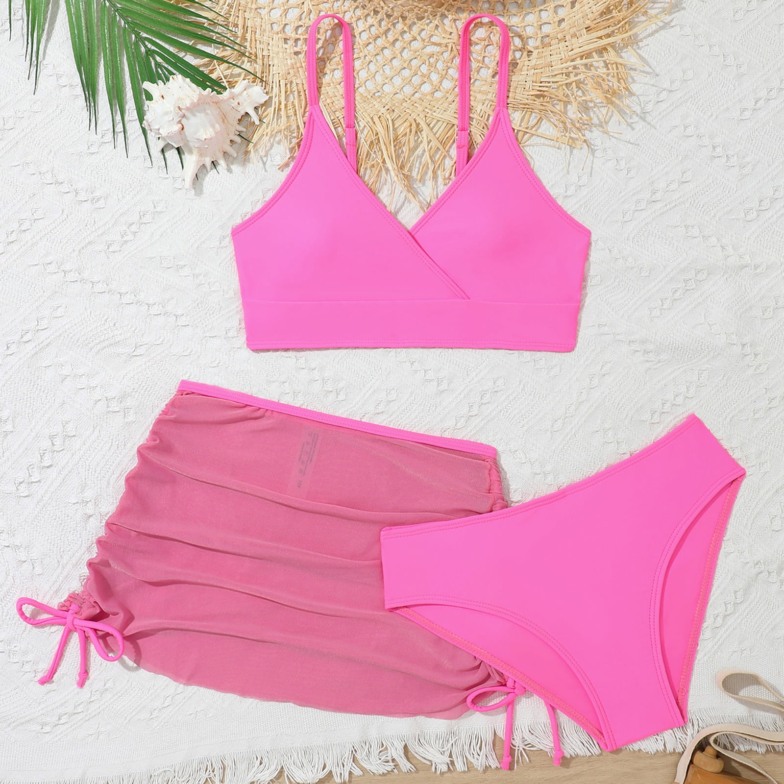 Girls' 3 Piece Bikini Set Girl Swimsuit with Beach Skirt Kids Bikini ...