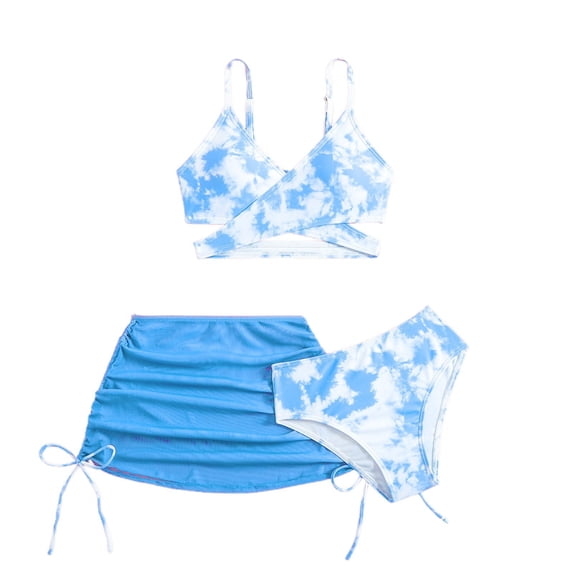Girls 3 Piece High Waist Bikini Set Beach Swimsuit with Cover Up Outfit ...