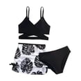 Girls 3 Piece Swimsuits Cute Ruffle Floral Print Cross Bikini Sets ...