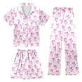 Girls 3pc Pajama Set Button Down Pjs Short Sleeve Top Shorts & Long ...