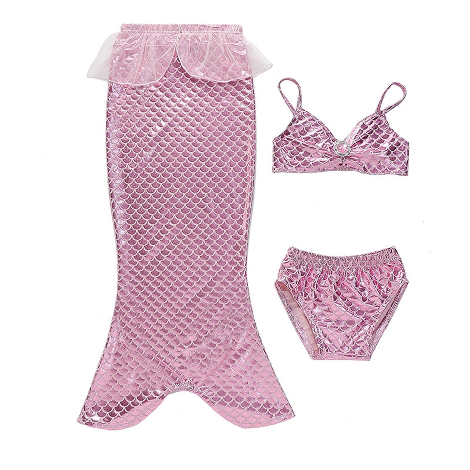 Girls 3pcs M_ermaid Swimsuit Bathing Suit P_rincess Bikini Set with ...