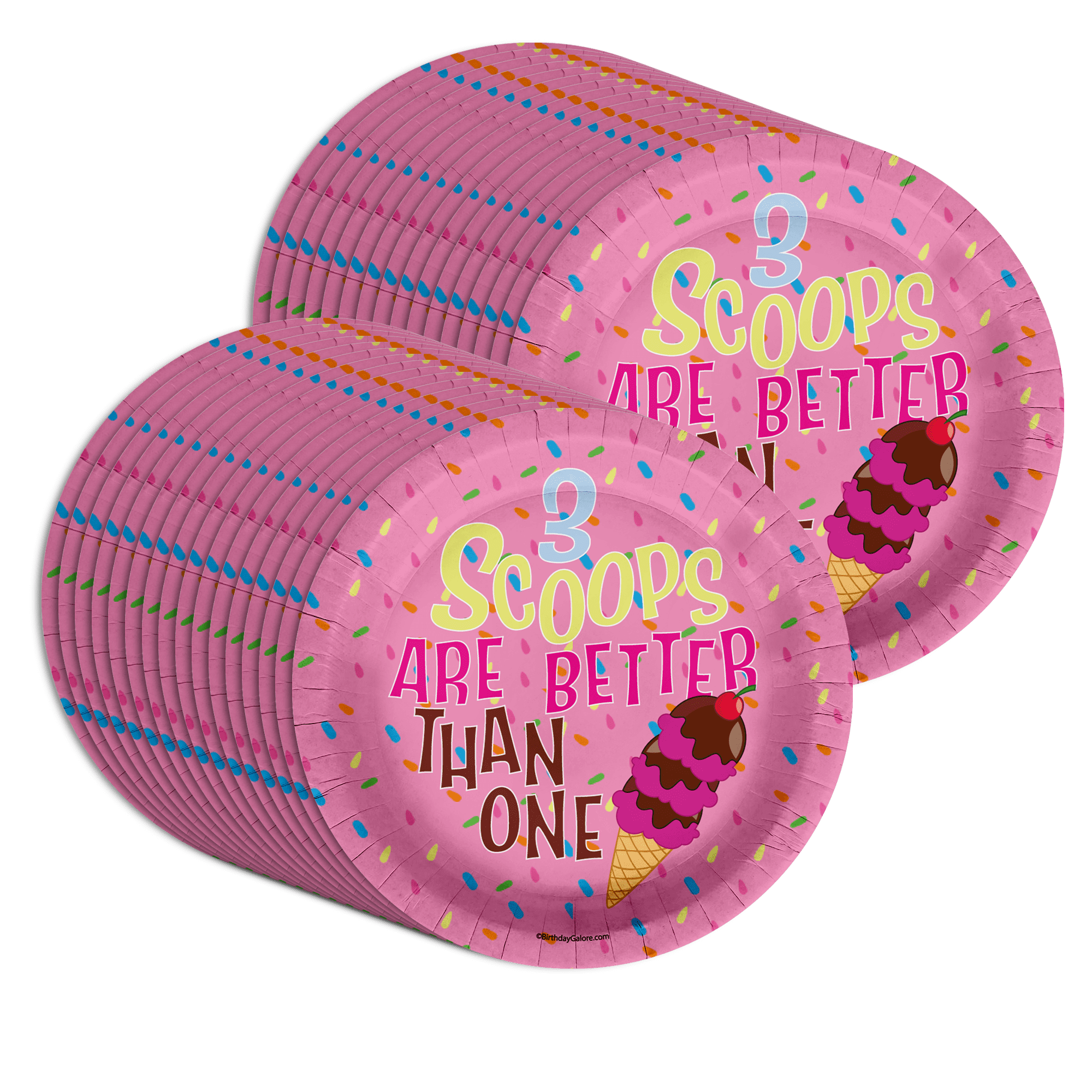 Girls 3rd Birthday Party Supplies - Three Scoops Ice Cream Birthday ...