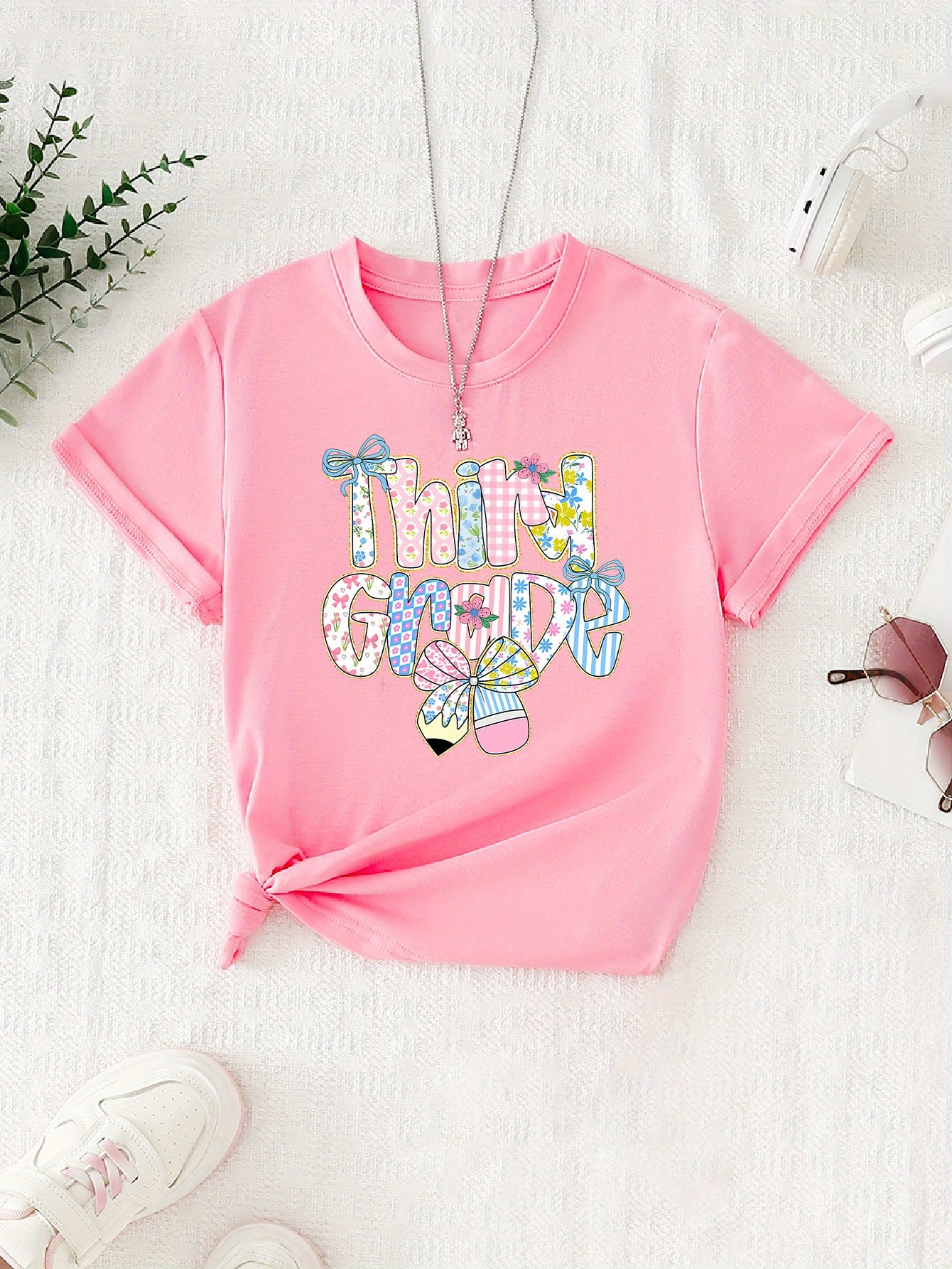 Girls' 3rd Grade Coquette Graphic T-Shirt - Vibrant Floral & Butterfly ...