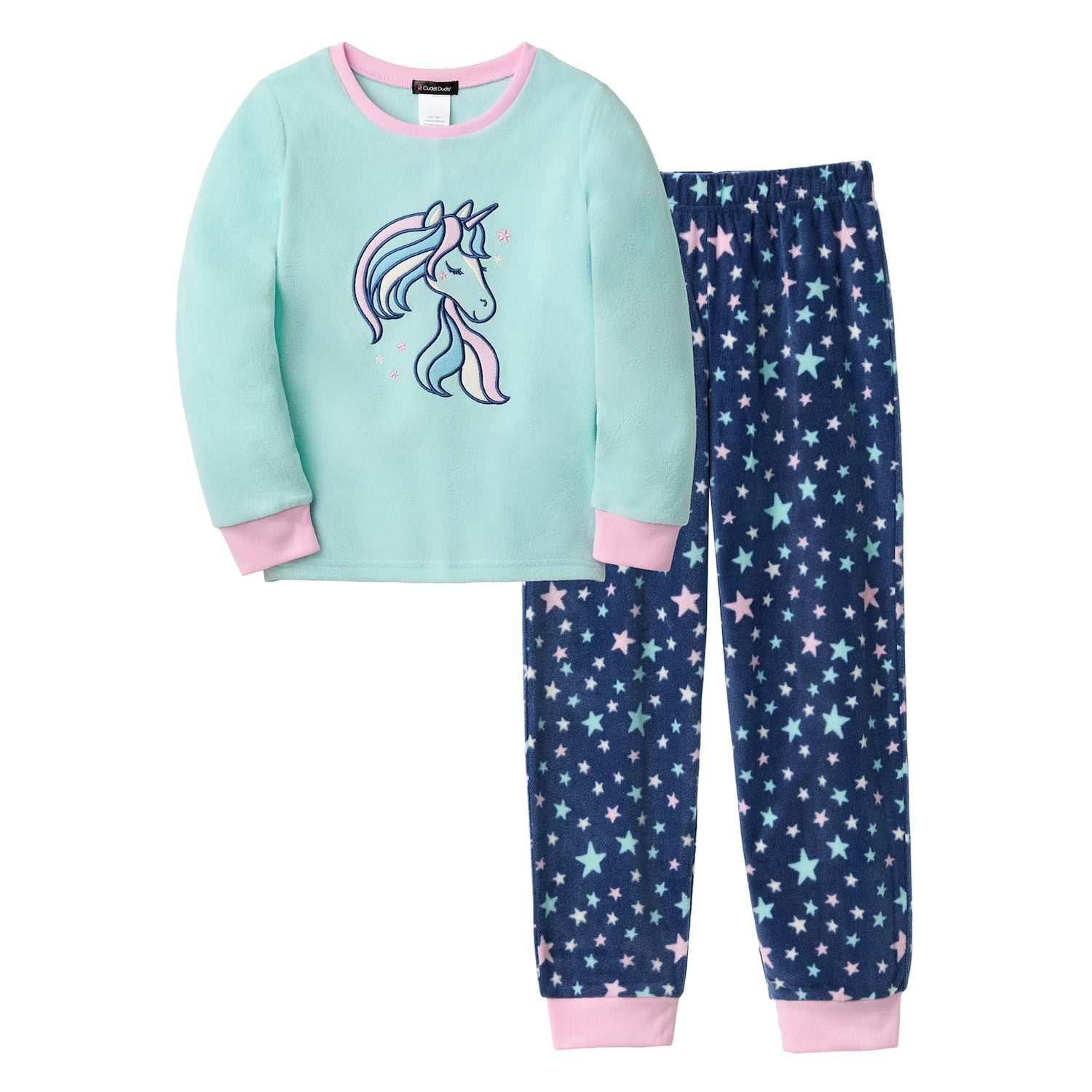 Girls 4-12 Cuddl Duds® Long Sleeve Pajama Top & Micro Fleece Cuffed ...
