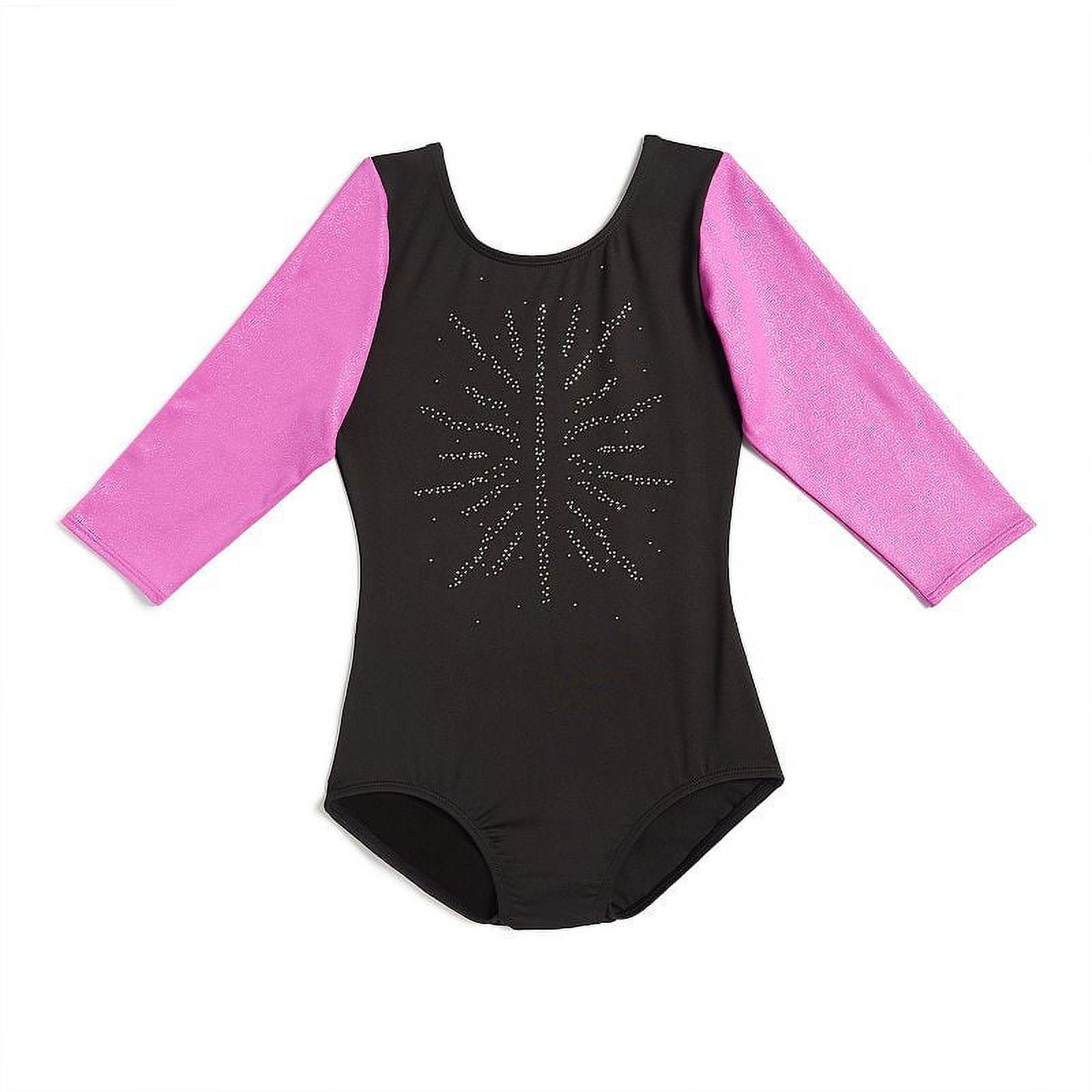 Girls 4-12 Jacques Moret Gymnastics Sweet Flowers 3/4-Sleeves Leotard ...