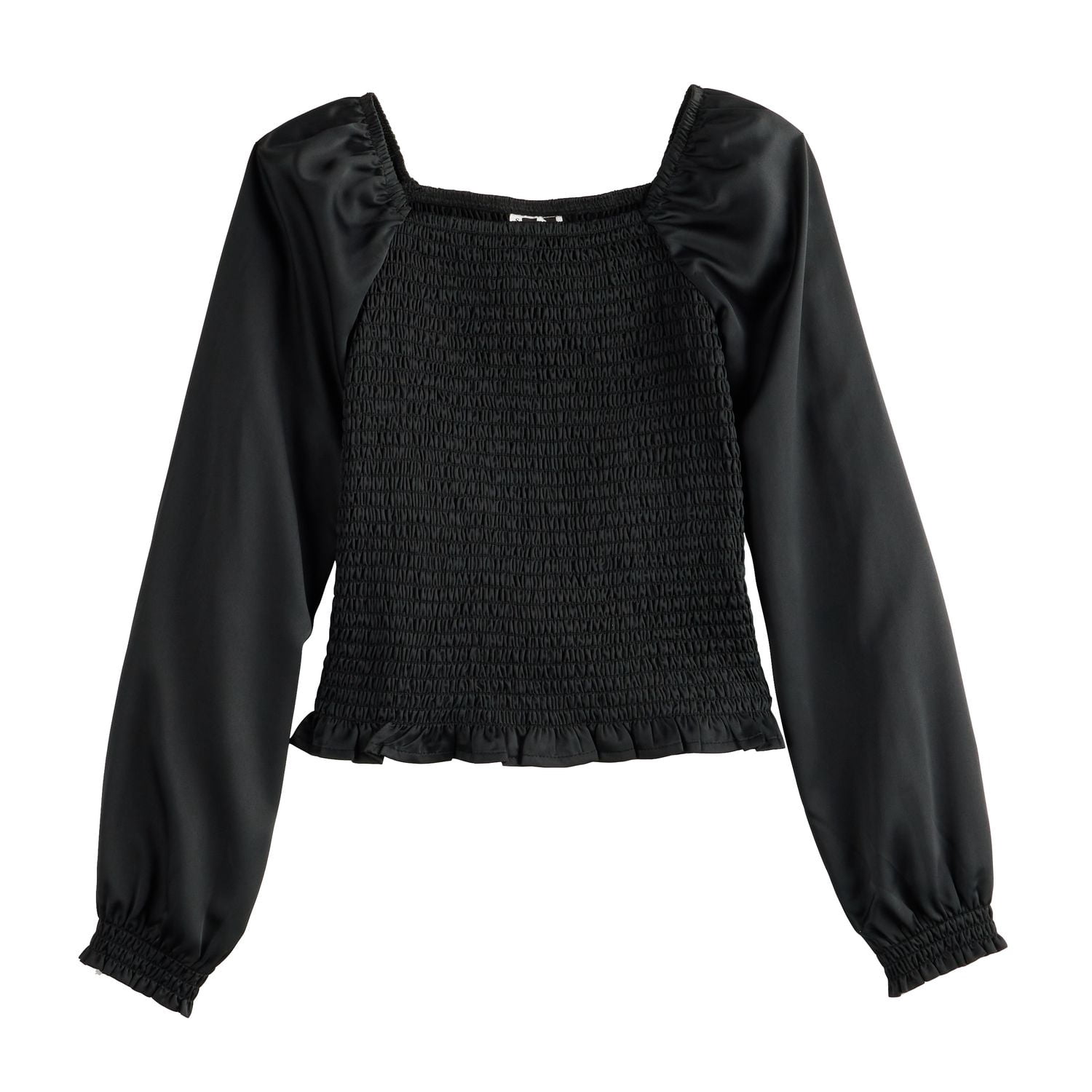 Girls 4-16 Self Esteem Long Sleeve Smocked Top Color: Black Size ...
