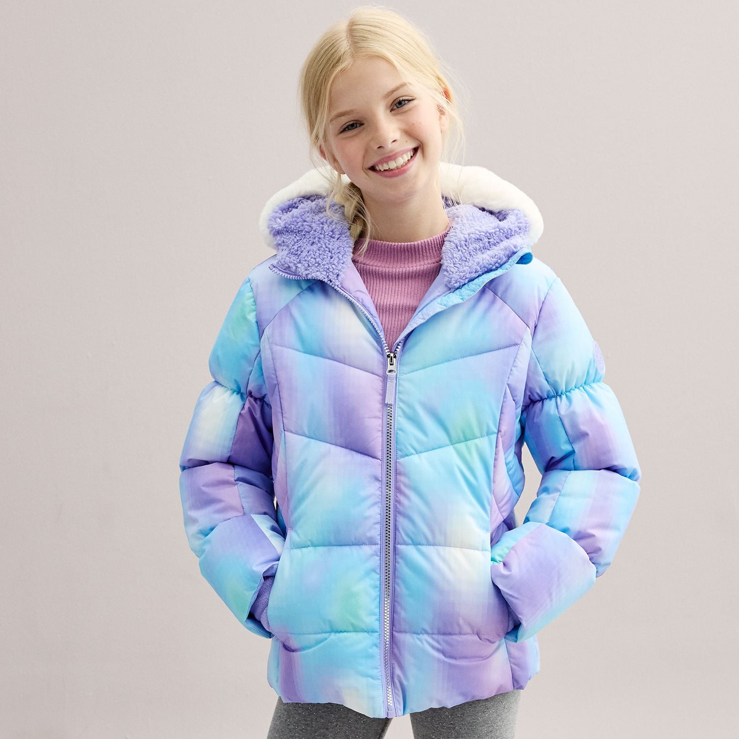 Girls 4-20 ZeroXposur Amelia Puffer Jacket Color: Mosaic Purple Size: 7 ...