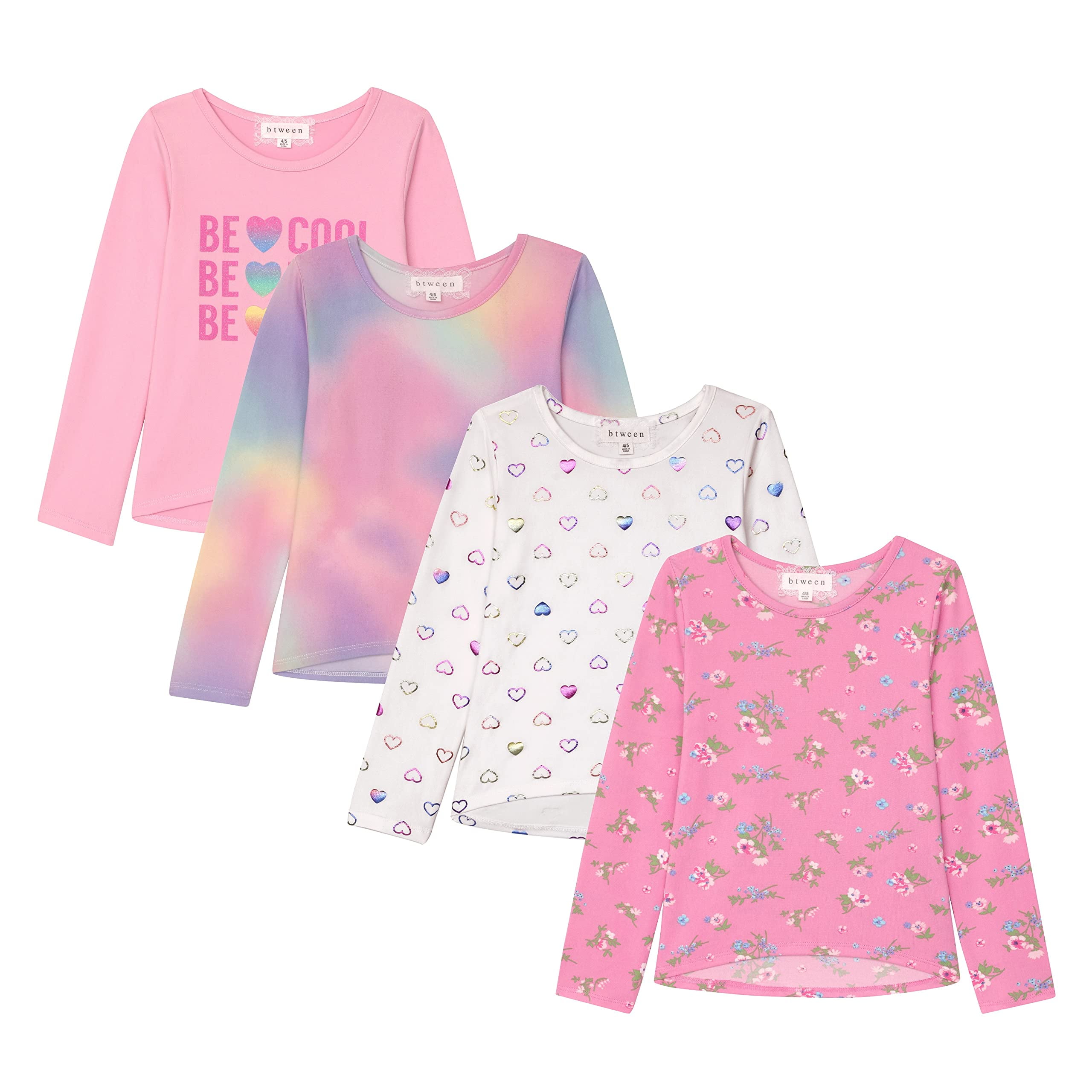 Girls 4 Pack Long Sleeve Tops - Walmart.com