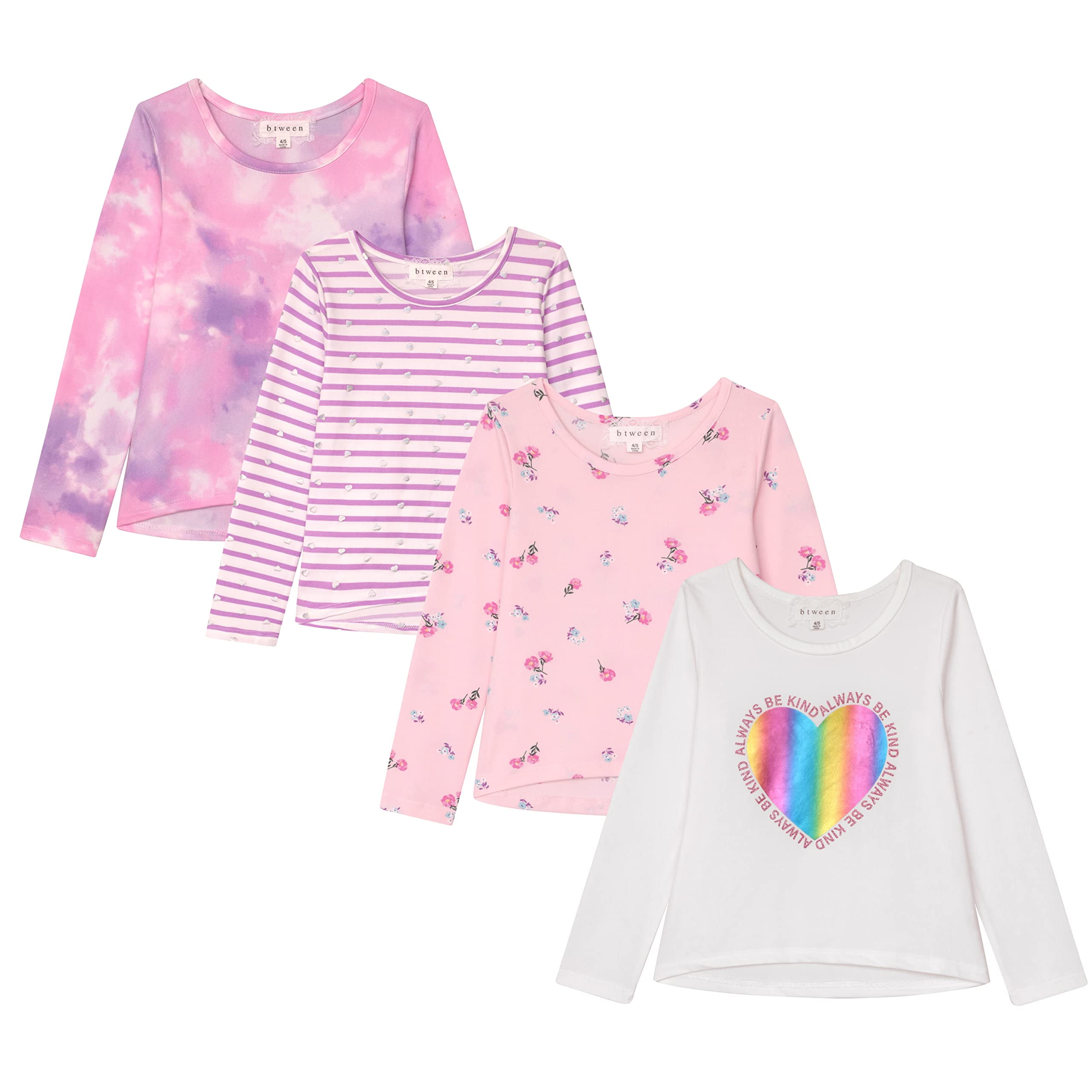 Girls 4 Pack Long Sleeve Tops - Walmart.com