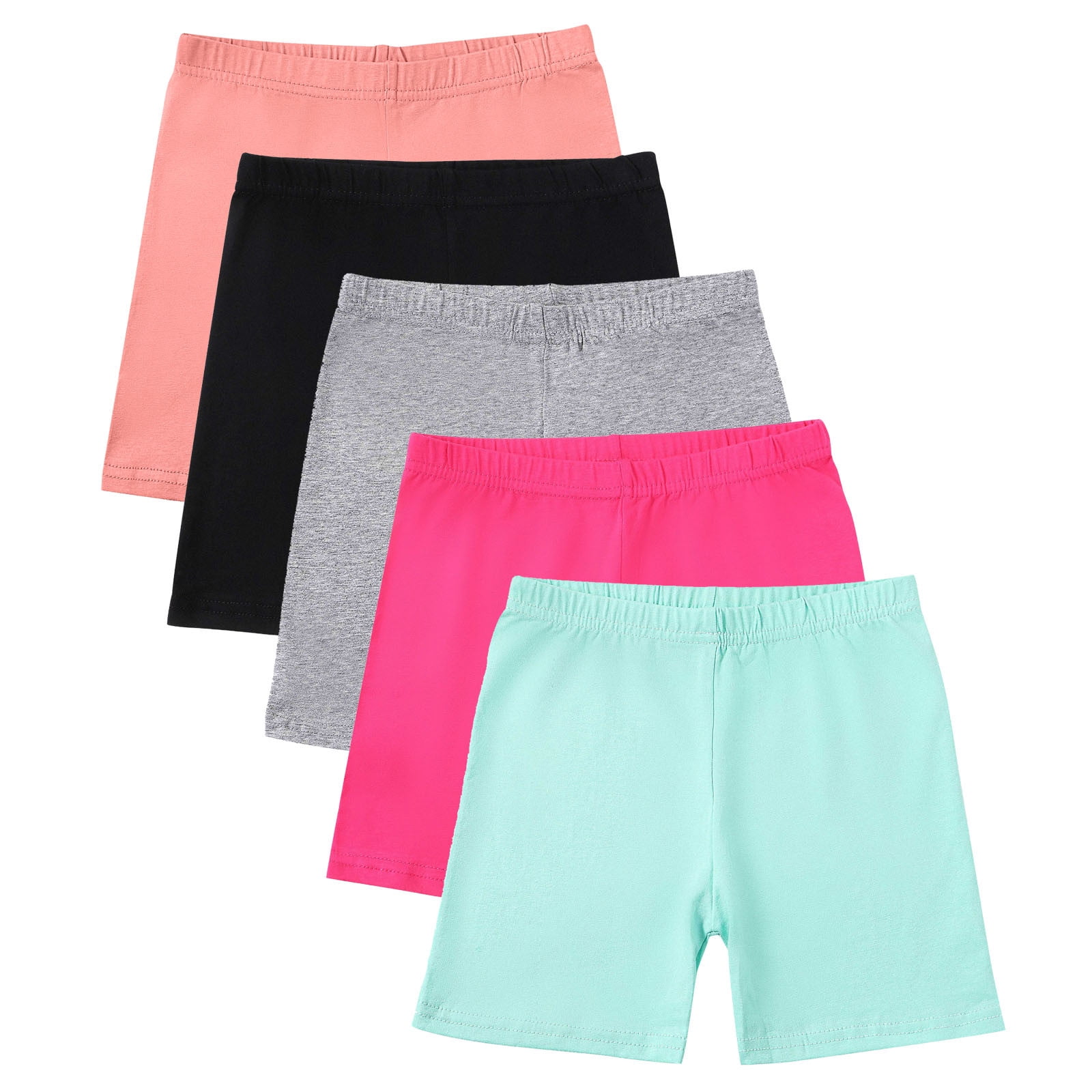 Girls 5-Pack Yoga Biker Shorts Stretch High Waist Dance Gymnastics ...